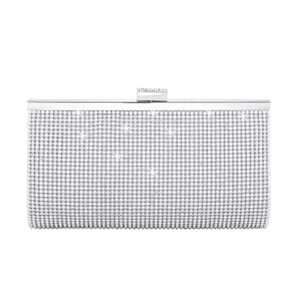 rhinestone clutch purses for women evening party bags sparkly silver purse bling wedding clutch glitter wristlet wallet envelop clutch crossbody shoulder bag mini club purse with detachable chain