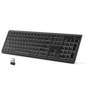 qwecfly wireless keyboard, 2.4ghz ultra-slim rechargeable backlit keyboard, illuminated full size computer keyboards with numeric pad, 12 multimedia keys for computer, laptop, desktop, windows 10/8/7