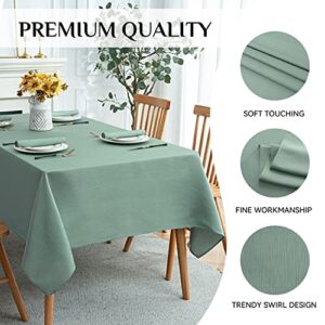 Softalker Jacquard Rectangle Tablecloth - Geometric Line Pattern Waterproof Damask Table Covers Stain Resistant Washable Polyester Table Cloths for Kitchen, Dining & Parties (60 x 84 inch,Teal Green)