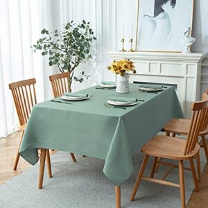 Softalker Jacquard Rectangle Tablecloth - Geometric Line Pattern Waterproof Damask Table Covers Stain Resistant Washable Polyester Table Cloths for Kitchen, Dining & Parties (60 x 84 inch,Teal Green)