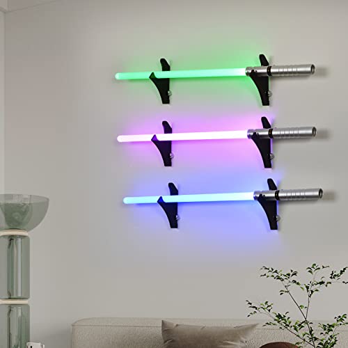 BYTOTU Wall mounted lightsaber rack - black plexiglass - very suitable for displaying magic sword - knife - samurai sword - saber - stick, acrylic display (excluding lightsaber) (black-2)