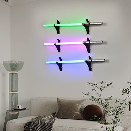 BYTOTU Wall mounted lightsaber rack - black plexiglass - very suitable for displaying magic sword - knife - samurai sword - saber - stick, acrylic display (excluding lightsaber) (black-2)