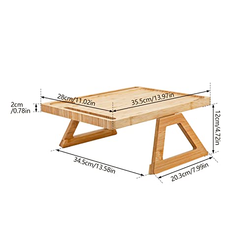 Bamboo Sofa Tray Rectangle Table Clip on Side Bed Sofa Arm Foldable Couch Tray with Phone Holder, Armrest Table Serving Tray for Drinks Coffee Snacks Remote Control