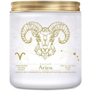 YTENTE Aries Candles Gift for Women,Zodiac Crystals Candles,Astrology Gift March Birthday Gifts for Women Mom Sister Lavender Scented Soy Candles