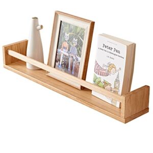 treoakwis nursery shelves, natural wood nursery floating shelves for wall mounted, wall bookshelf for kids,hanging shelf for baby nursery room decor bathroom decor, kitchen spice rack, 24 inch