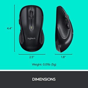 Logitech M510 Wireless Computer Mouse – Comfortable Shape with USB Unifying Receiver, with Back/Forward Buttons and Side-to-Side Scrolling, Dark Gray