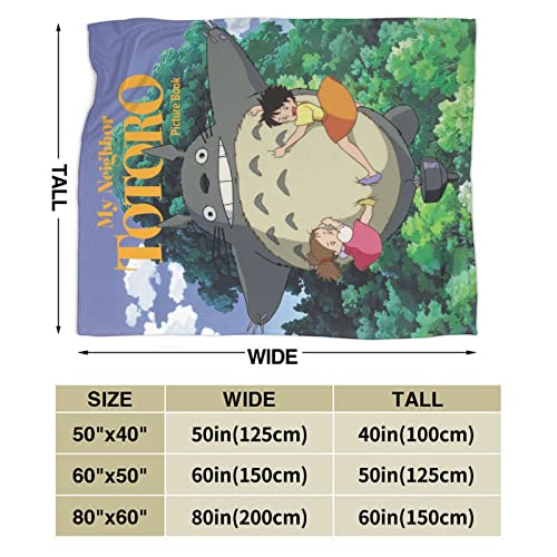 LYKFKNJ Anime My Neighbor Totoro Ultra-Soft Warm Micro Fleece Print Throw Blanket for Couch Bed Living Room Bedroom Travel All Season 50inx40in, Black