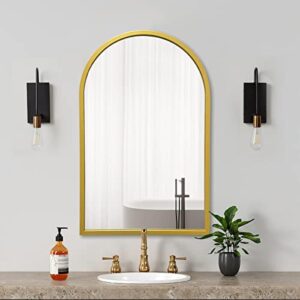 ZMYCZ Arched Wall Mirror, Gold Arch Mirror, Bathroom Wall Mounted Mirror, Arched Top Mirror, Vanity Window Mirrors for Wall, Makeup Mirror with Metal Frame for Living Room, Bedroom, Entryway(24"x38")