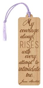 wood bookmark – jane austen pride and prejudice quote – laser engraved – made in the usa – wooden book mark with lavender tassel – elizabeth bennet