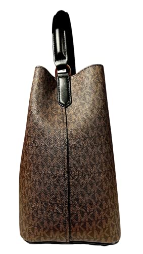 Michael Kors Suri Large Logo Bucket Drawstring Bag MK Brown Black Multi