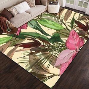 peenoke floral seamless magnolia branch leucadendron palm leaves leaves area rug outdoor patio rug play mat floor mat modern carpet non-slip home decor living room bedroom nursery, 6×9 ft