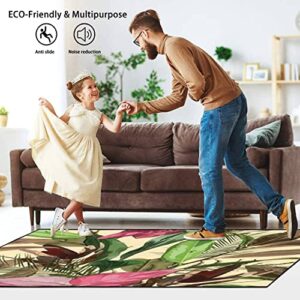 PeeNoke Floral Seamless Magnolia Branch Leucadendron Palm Leaves Leaves Area Rug Outdoor Patio Rug Play Mat Floor Mat Modern Carpet Non-Slip Home Decor Living Room Bedroom Nursery, 6x9 ft