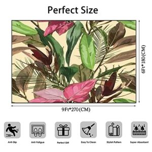 PeeNoke Floral Seamless Magnolia Branch Leucadendron Palm Leaves Leaves Area Rug Outdoor Patio Rug Play Mat Floor Mat Modern Carpet Non-Slip Home Decor Living Room Bedroom Nursery, 6x9 ft