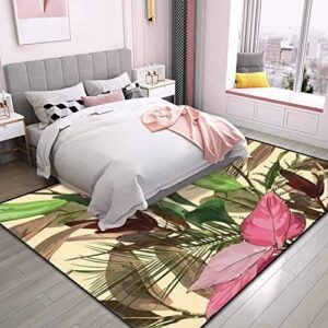 PeeNoke Floral Seamless Magnolia Branch Leucadendron Palm Leaves Leaves Area Rug Outdoor Patio Rug Play Mat Floor Mat Modern Carpet Non-Slip Home Decor Living Room Bedroom Nursery, 6x9 ft