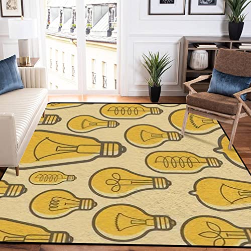 Low Pile Rug Flat Design Modern and Retro Electric Bulb lamp icon Template Set for Non-Slip Soft Area Carpet Doormats Runner Rugs Mat Indoor Outdoor Home Decor for Living Room Bedroom Kids Room