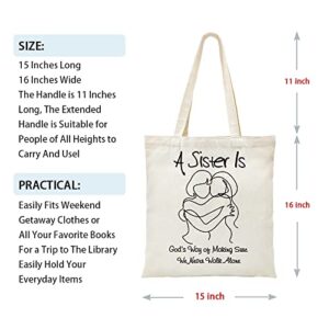 ZHANTUONE Canvas Tote Bag Gift，A Sister Is God’s Way，For Best Sisters，Best Sisters Gifts，Sister Gifts from Sister，Sister Birthday Gifts ，Sister Gift，Multipurpose Canvas Tote Bag Gift