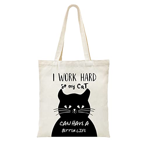 ZHANTUONE Canvas Tote Bag，My Cat Can Have a Better Life ，Cat Mom Cat Dad Gift，Cat Lover Gifts For Men or Women，Great Gift for Cat Lovers，Pet Lovers Birthday Gift，Multipurpose Canvas Tote Bag Gift