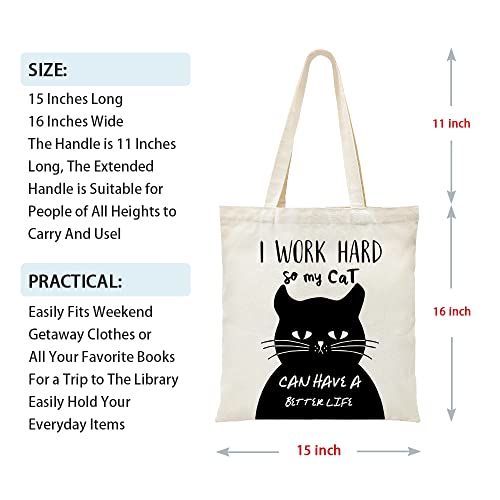 ZHANTUONE Canvas Tote Bag，My Cat Can Have a Better Life ，Cat Mom Cat Dad Gift，Cat Lover Gifts For Men or Women，Great Gift for Cat Lovers，Pet Lovers Birthday Gift，Multipurpose Canvas Tote Bag Gift