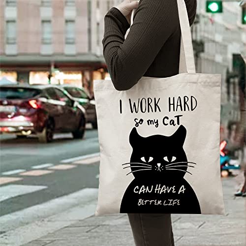 ZHANTUONE Canvas Tote Bag，My Cat Can Have a Better Life ，Cat Mom Cat Dad Gift，Cat Lover Gifts For Men or Women，Great Gift for Cat Lovers，Pet Lovers Birthday Gift，Multipurpose Canvas Tote Bag Gift