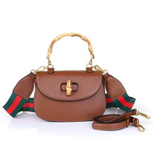 crossbody top handle handbag crossbody bag for women lightweight leather bamboo top handle crossbody bag women handbag bamboo fashionable casual satchel handbag shoulder bag