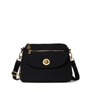 baggallini womens calais crossbody bag, black gold hardware, one size us