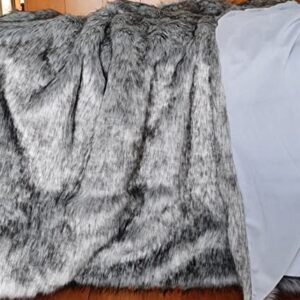 Starose Luxurious Faux Fur Throw Fake Wolf Fur Throw Blanket Couch Throw Bedspread Comforter Gray Queen Size 79"x90"