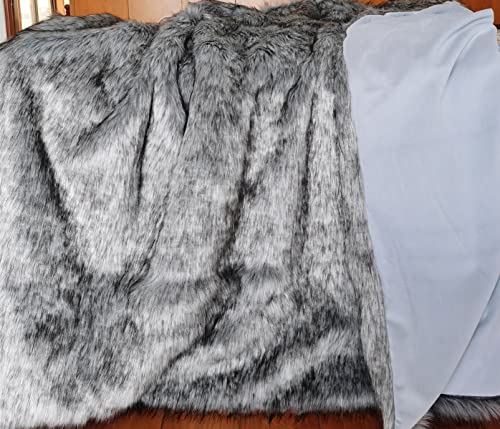 Starose Luxurious Faux Fur Throw Fake Wolf Fur Throw Blanket Couch Throw Bedspread Comforter Gray Queen Size 79"x90"