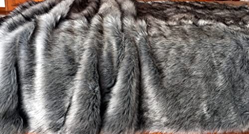 Starose Luxurious Faux Fur Throw Fake Wolf Fur Throw Blanket Couch Throw Bedspread Comforter Gray Queen Size 79"x90"