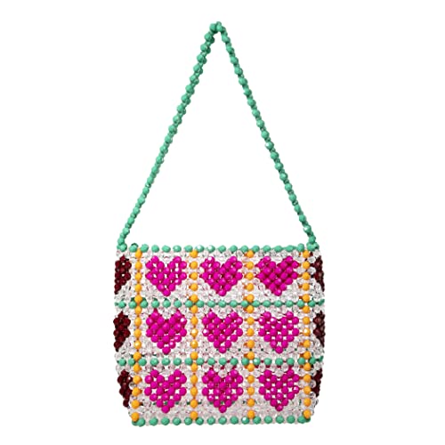 YUSHINY Women Colored Acrylic Beaded LOVE Transparent Shoulderbag Evening Message Bag for Valentine