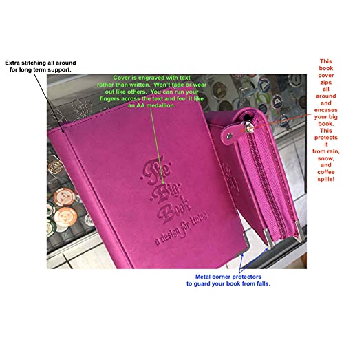 Pink AA Bookcover with Big Book of Alcoholics Anonymous Included You Get Both