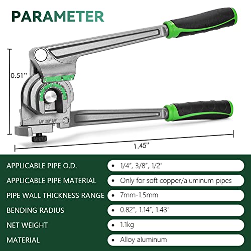 Antstone 1/4” 3/8” 1/2” O.D. Tubing Bender 3 in 1 Tube Bender 180° HVAC Copper Aluminum Tubes Bending Tool for Air Conditioning Refrigeration Repair