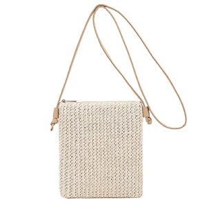 bycobecy straw beach bag for women, small beach purse cute straw crossbody bag, summer clutch purse straw shoulder bag vacation straw handbag (beige)