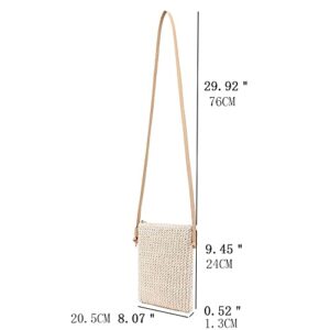 Bycobecy Straw Beach Bag for Women, Small Beach Purse Cute Straw Crossbody Bag, Summer Clutch Purse Straw Shoulder Bag Vacation Straw Handbag (Beige)