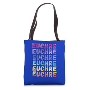 retro look euchre – fun card players apparel tote bag