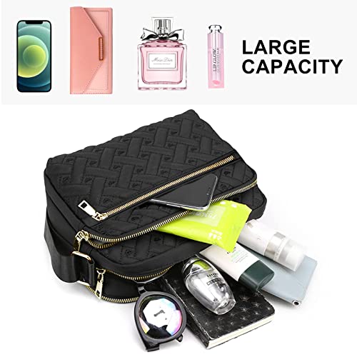 Black Designer Crossbody Bags for Women Travel Shoulder Bag Casual Messenger Bag Quilted Crossbody Purse Cute Cell Phone Cross Body Bags