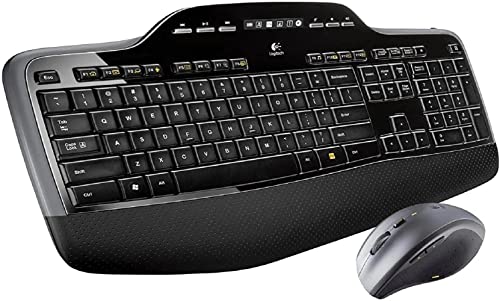 Logitech MK710-RB Desktop Wireless Keyboard/Mouse Combo, Hyper-Fast Scrolling Wireless Mouse USB, Keyboard with LCD Dashboard, Long Battery Life, Black (Renewed)