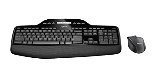 Logitech MK710-RB Desktop Wireless Keyboard/Mouse Combo, Hyper-Fast Scrolling Wireless Mouse USB, Keyboard with LCD Dashboard, Long Battery Life, Black (Renewed)