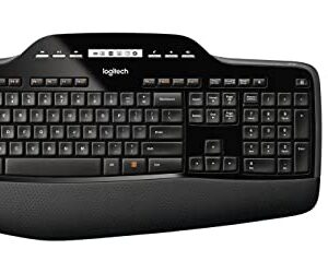 Logitech MK710-RB Desktop Wireless Keyboard/Mouse Combo, Hyper-Fast Scrolling Wireless Mouse USB, Keyboard with LCD Dashboard, Long Battery Life, Black (Renewed)