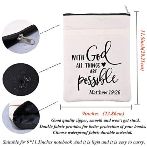 Religious Book Sleeve Christian Book Sack Baptism Book Cover Bible Verse Matthew 19:26 Book Protector Spiritual Gift for Religious People Godmother Goddaughter (19:26BS)