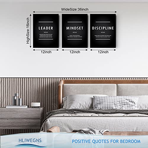 HLiWEGNS Motivational Mindset Canvas Wall Art, Inspiration Leader Discipline Quotes Reminder Decor Positive Affirmation Poster Success Wall Hanging Picture Leadership Gift for Home Office Workplace