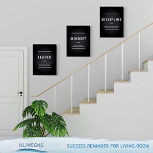 HLiWEGNS Motivational Mindset Canvas Wall Art, Inspiration Leader Discipline Quotes Reminder Decor Positive Affirmation Poster Success Wall Hanging Picture Leadership Gift for Home Office Workplace