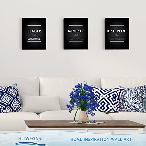 HLiWEGNS Motivational Mindset Canvas Wall Art, Inspiration Leader Discipline Quotes Reminder Decor Positive Affirmation Poster Success Wall Hanging Picture Leadership Gift for Home Office Workplace