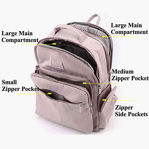 Backpack Purse for Women Casual Nylon Waterproof Backpack for Teen Girls Mutiple Pockets School Bag Travel Work Daypacks Black