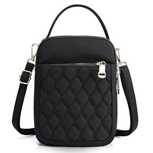 voikukka black designer cell phone crossbody bag iphone purse with shoulder strap quilted crossbody phone wallet telephone handbag smartphone pouch