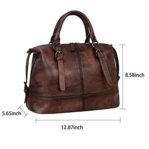 HESHE Women’s Vintage Leather Purses and Handbags Shoulder Bag Tote Top Handle Bags Designer Cross Body Satchel(Coffee-new)