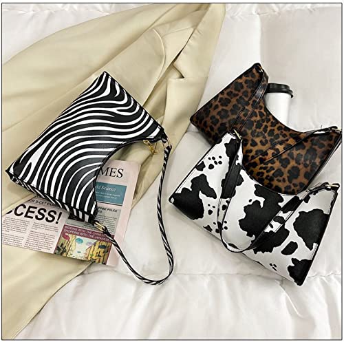 Cow Print Shoulder Purse for Women, Retro Classic Clutch HandBag Zipper (Cow Print)