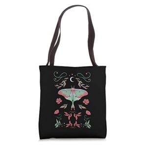 luna moth and crescent moon moth tote bag