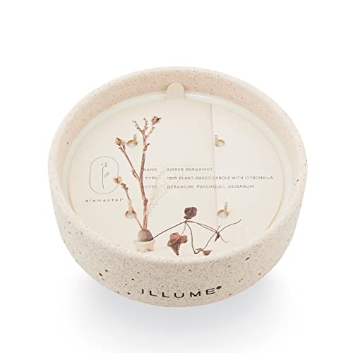 Illume Elemental Collection Amber Bergamot Small Candle Outdoor Ceramic, 7" L x 4" W x 2" H