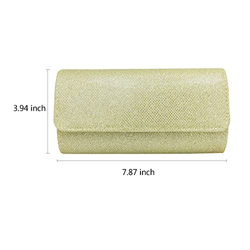 Satin Glitter Evening Bag Women Stylish Clutch Purse Smartphone Flap Handbag Golden