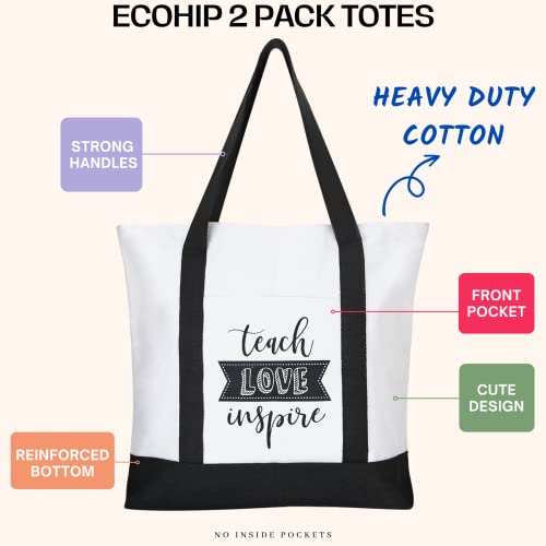 ECOHIP 2 Pack Totes Bag Teacher Appreciation Gifts for Women Christmas